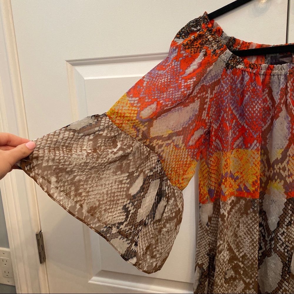 Hale Bob Snake Skin Off Shoulder Top - Gem